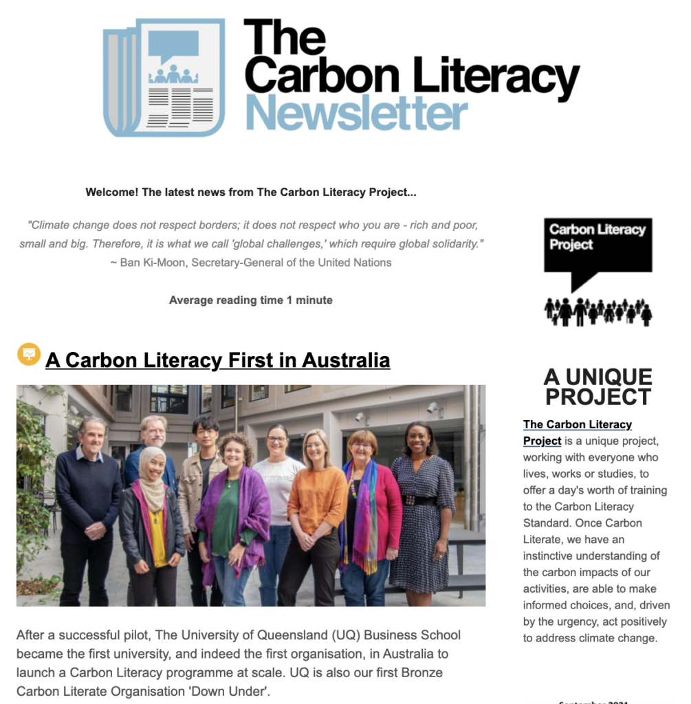 August’s Carbon Literacy Update - The Carbon Literacy Project