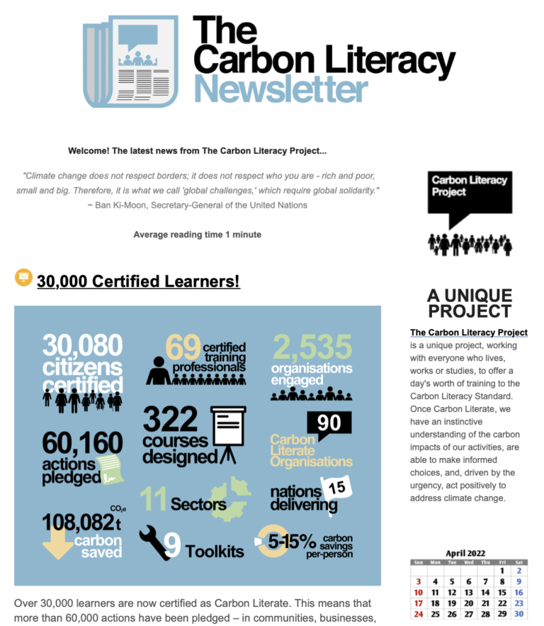 March's Carbon Literacy Update - The Carbon Literacy Project