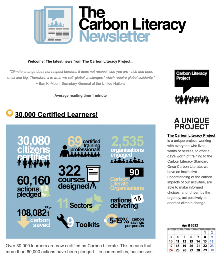 March's Carbon Literacy Update - The Carbon Literacy Project